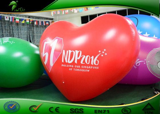 Customized Valentine Inflatable Heart Helium Balloon / Colorful Inflatable Red Flying Ball For Advertising / Event
