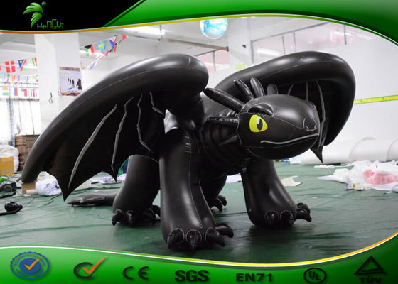 Custom Inflatable Cartoon Characters Giant Black Inflatable Flying Dragon