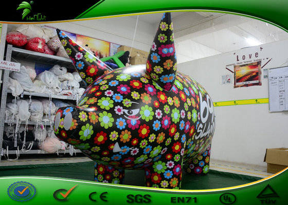 Inflatable Cartoon Characters , Colorful Inflatable Pig Cartoon With PVC , 3m Long Inflatable Spotted For Advertising