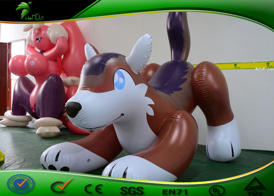2.5m Brown Inflatable Husky Dog Cartoon Characters 0.4mm PVC Inflatable Animal Dog