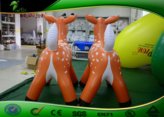 Naughty Standing PVC Inflatable Cartoon Characters Brown Deer Balloon Durability