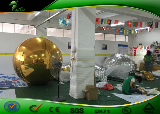 Floating Inflatable Gold / Silver Mirror Ball 0.6mm Strong PVC Lightweight