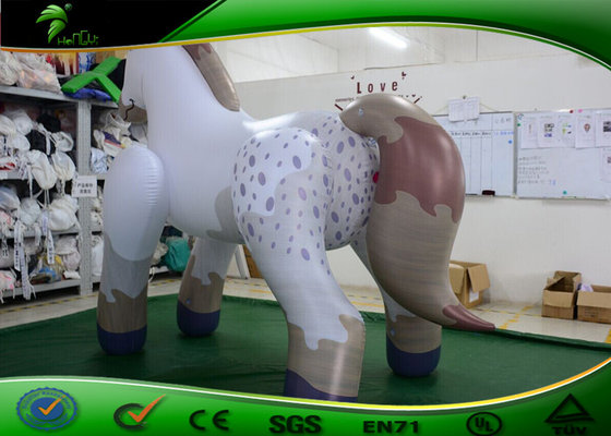White PVC Standing Funny Cartoon Inflatable Horse 2m / 5m Tall Quadruple Stitching