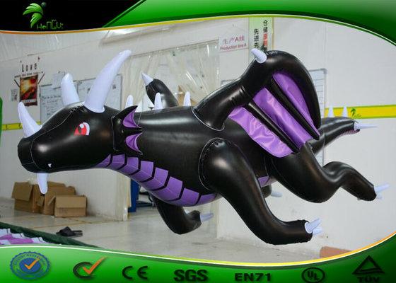 2.2m Long Advertising Inflatable Cartoon Characters Giant Black Flying Dragon