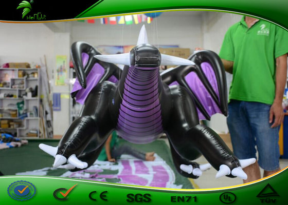2.2m Long Advertising Inflatable Cartoon Characters Giant Black Flying Dragon