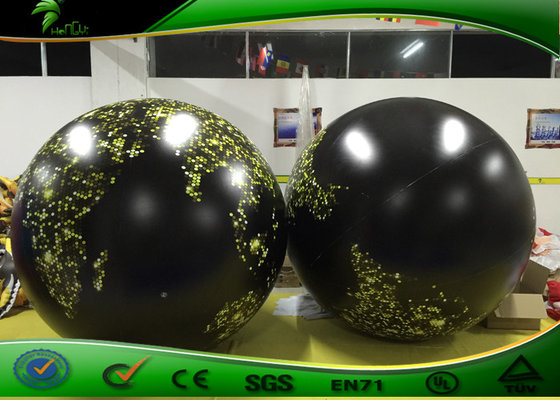 Large Black Inflatable Advertising Balloons With Whips , PVC Hang Inflatable Globe