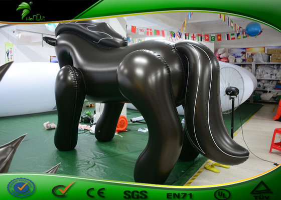PVC 0.4mm Black Inflatable Horse Animal , Inflatable Black Horse For Decoration
