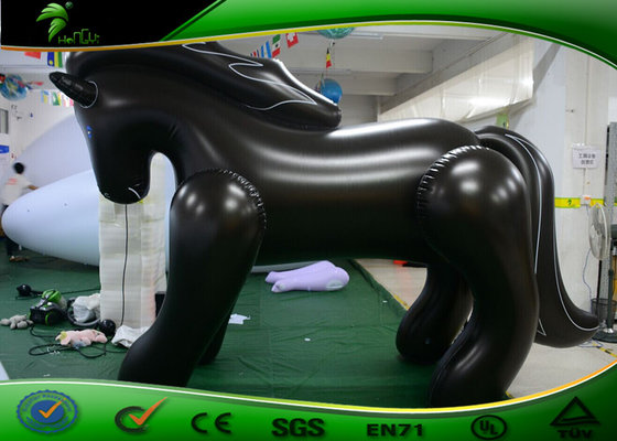 PVC 0.4mm Black Inflatable Horse Animal , Inflatable Black Horse For Decoration