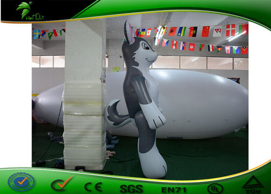 Double Layer Grey Inflatable Shapes Cartoon Walking Husky Cloth ECO Friendly