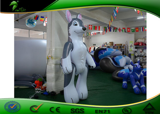 Double Layer Grey Inflatable Shapes Cartoon Walking Husky Cloth ECO Friendly