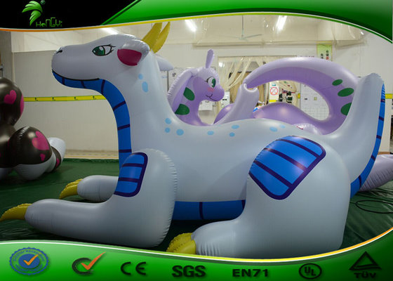 Giant Amazing Custom Design Cartoon Inflatable White / Blue Flying Dragon Animal