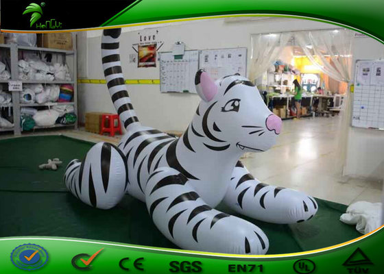 3.5m Long PVC Inflatable Tiger , Lying Posture White Inflatable Animal For Party
