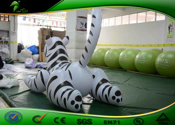 3.5m Long PVC Inflatable Tiger , Lying Posture White Inflatable Animal For Party