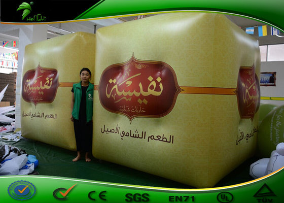 Fantastic Printing On Ground Cube Inflatable Helium Balloon Flying / Hanging