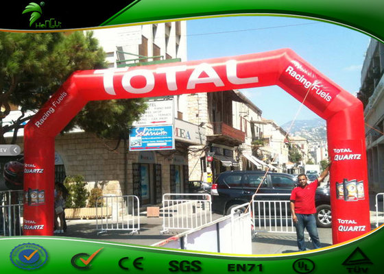 Red Color Advertising Inflatable Arches / Finish Line Entrance Arch With Logo Printing