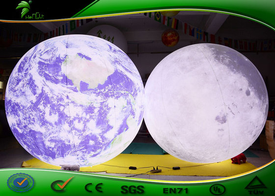 Led Lighting Inflatable Advertising Balloons 2m Helium Earth Planets Shape