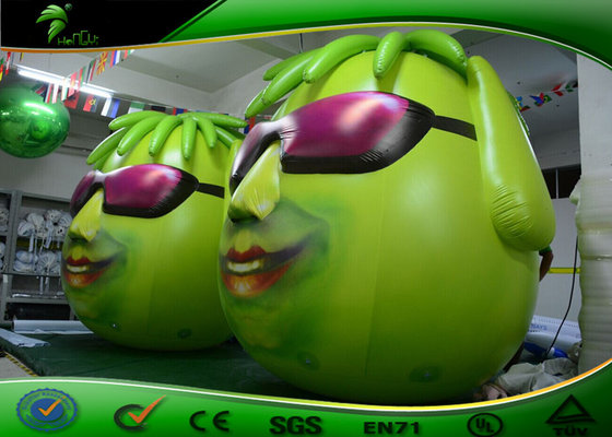 3m Tall Green Head Shape Inflatable Helium Head Fire Resistant For Parade ASTM