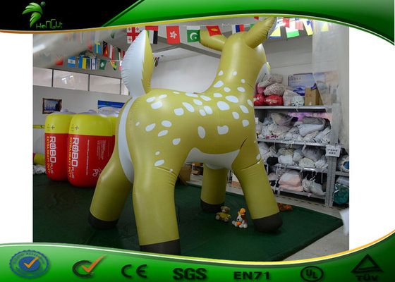 Lovely PVC 0.4mm Advertising Inflatable Animals Giant Yellow Inflatable Deer 3m Tall