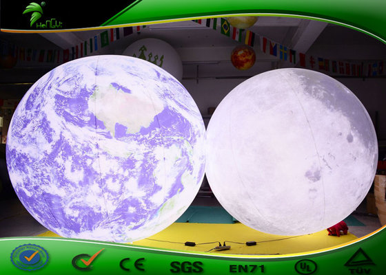 Custom Planet Shaped Inflatable Advertising Balloons With LED Lighting 0.18mm PVC