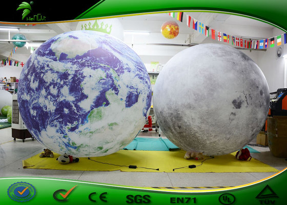 Custom Planet Shaped Inflatable Advertising Balloons With LED Lighting 0.18mm PVC