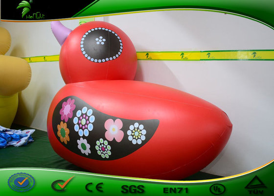 Customized PVC Inflatable Cartoon Characters Inflatable Red Duck For Pool