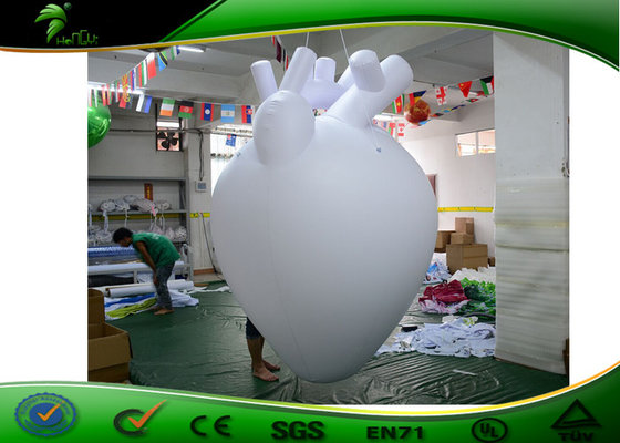 White PVC Inflatable Shapes / Inflatable Heart Balloon Replica For Exhibition