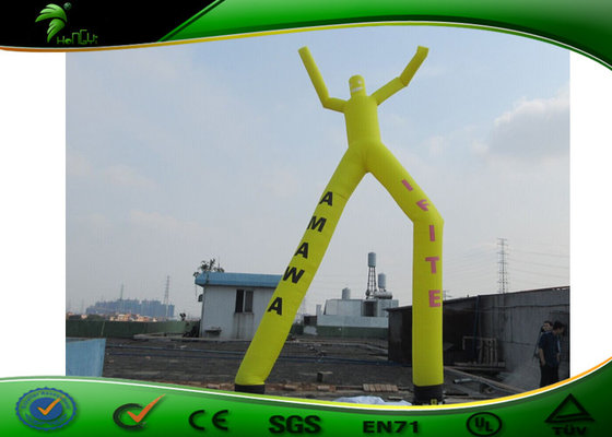 Yellow Double Oxford Cloth Air Dancer , 2 Legs Inflatable Sky Dancer Wind Man