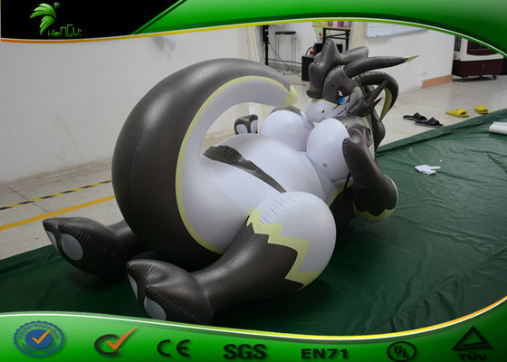 Black / White Lying Dragon Inflatable Sex Cartoon Toys With Digital Printing