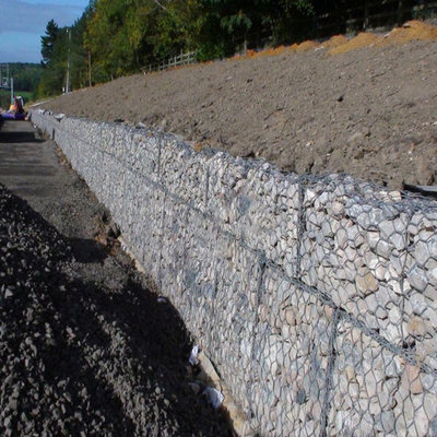PVC / PE Coating Galvanized Gabion Box For Retaining Wall Construction