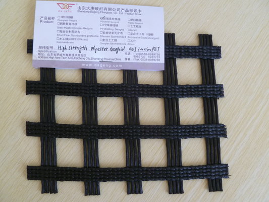 300 - 30KN/M Heavy Duty Polyester Geogrid Fabric For Asphalt Reinforcement / Retaining Wall