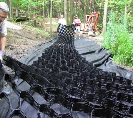 High Temperature Resistance Slope Protection Geocell , Plastic Honeycomb Gravel Stabilizer