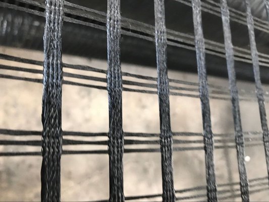 PVC Coating Wrap Knitted Polyester Asphalt Reinforcement Geogrid 80KN