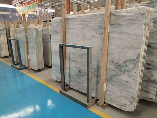 Striped Synthetic Marble Stone Slab , Solid Marble Slab With Blue Flower