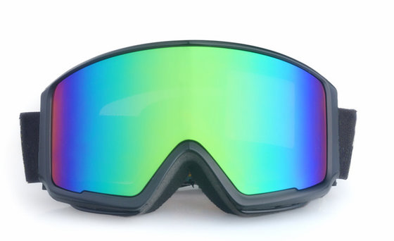 Best price magnetic ski goggles, interchanged lens snow goggles with glossy black frame and REVO red lens