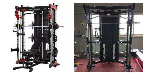 Multi Functional Gym Trainer Machine Smith Squat Rack With Adjustable Bench