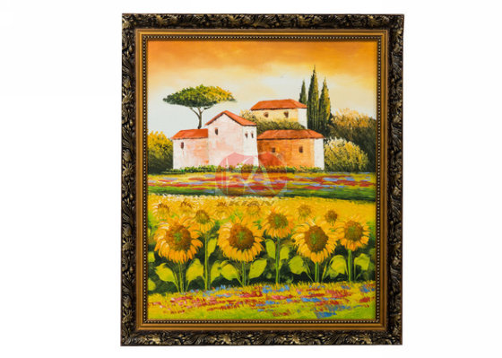 Handmade sun flower oil painting , Restaurant Framed Landscape Oil Painting