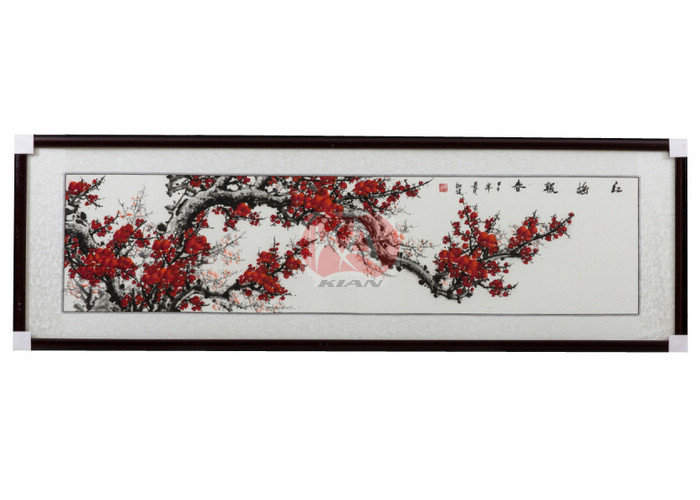 Family / Office Decoration framed Chinese Ink Painting of wintersweet calligraphy