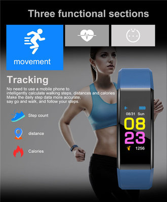 Color Screen Waterproof Smart Band with Heart Rate Monitor Wristband Bracelet Blood Pressure supplier