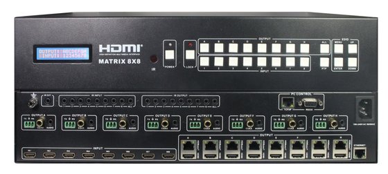 DVI1.0 Support HDMI To HDBaseT 4K Matrix Switch 100 Meters 328 Ft With POE Function
