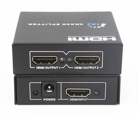 Black Hdmi Amplifier Splitter , 1 In 2 Out Hdmi Cable Splitter With DTS-HD Master Audio