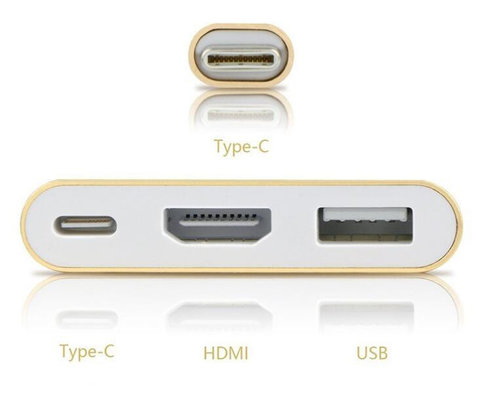 Multifunctional Usb Type C Adapter , 3-In-1 Female Charger Adapter With 4K*2K Resolution