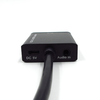 Black Color 15 Pin Vga Male To Hdmi Female Adapter  With Usb And Audio Cable