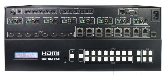 POE HDBaseT Matrix Switch 8*8 HDMI Matrix Over CAT5E/6/7 with 100meters Extending