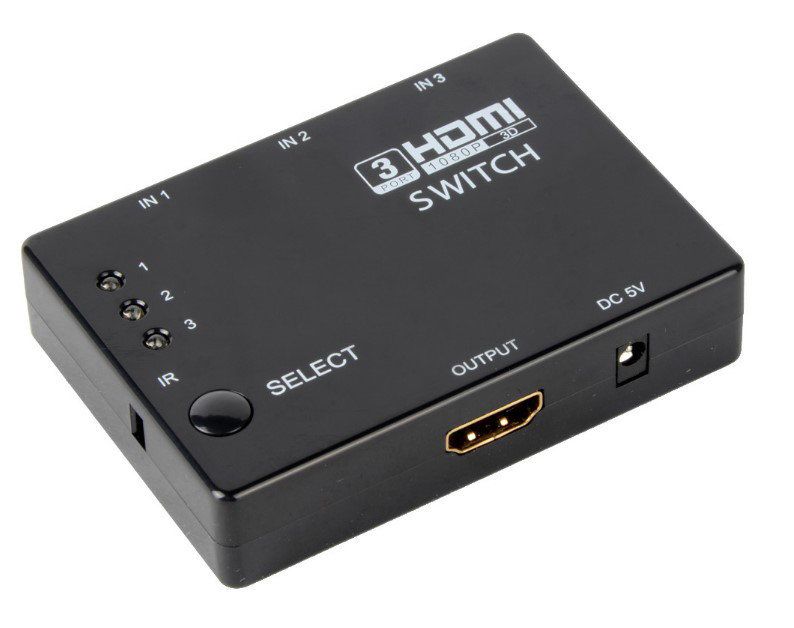 Black Color Hdmi 3 To 1 Switch Box With 12-Bit Deep Color ,  High Performance Up To 2.5Gbps