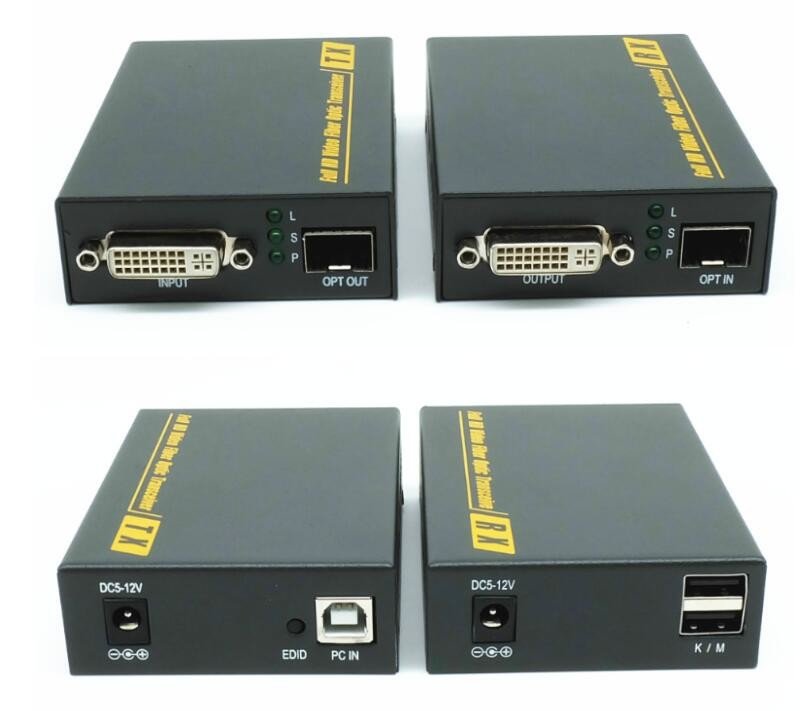 2km 4K DVI Fiber Extender Support RS232 Video Audio Transmitter For Screen Splicing Display