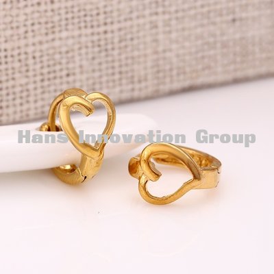 fashion 24K dubai golden jewelry, latest design heart shaped clip-on earrings supplier