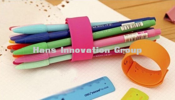 18cm Flexible Silicone Neon Color Wristband Ruler supplier