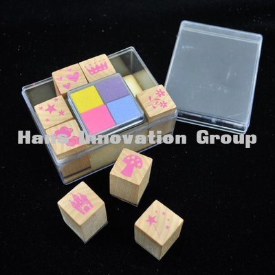 Alphabet wooden stamp set custom rubber kids toy stamp wholesale supplier