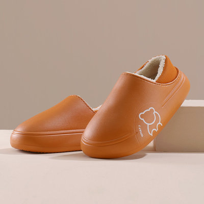new Winter Couples Ladies House shoes With Non-Slip women Waterproof Upper  Plush Lining  Slippers eva rubber sole