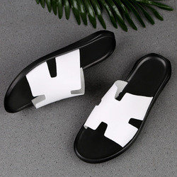 Flat  Solid Color Men Slippers Upper Breathable Home Slippers